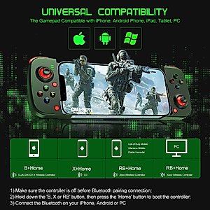 Joso Wireless Game Controller for iOS, Android, PC, Bluetooth Gamepad Joysticks for iPhone13/12/11/X, iPad Mini/Air/Pro, Mac, MacBook, Tablets, Samsung Galaxy, Steam, COD Mobile, Apex - Direct Play
