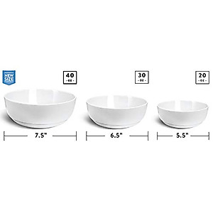 HARMAN & CO Soup Cereal Salad Bowl, Small 5.5” (20oz), Microwave & Dishwasher Safe, Frost White (Set of 6 Bowls)
