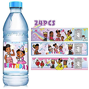 24Pcs Water Bottle Labels for Kids Birthday Party Supplies, 3 Styles 8.5” x 2” Water Bottle Labels, Self-Adhesive Waterproof Water Bottle Labels for Kids Girls Boys Birthday Party Decorations