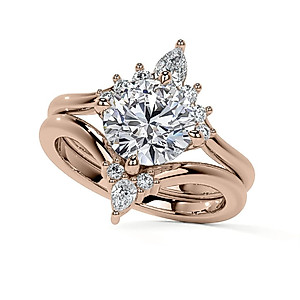 10K Solid Rose Gold Handmade Engagement Ring 2.50 CT Round Cut Moissanite Diamond Solitaire Wedding/Bridal Ring Set for Women/Her, Fancy Ring Gifts for Her