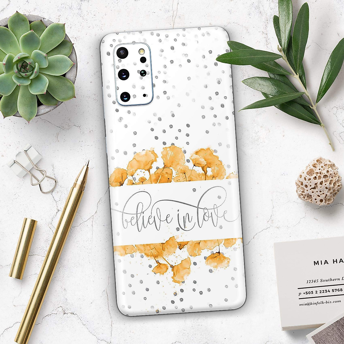 DesignSkinz Karamfila Yellow & Gray Floral V9 Protective Vinyl Decal Wrap Skin Cover Compatible with The Samsung Galaxy S20 (Screen Trim & Back Glass Skin)