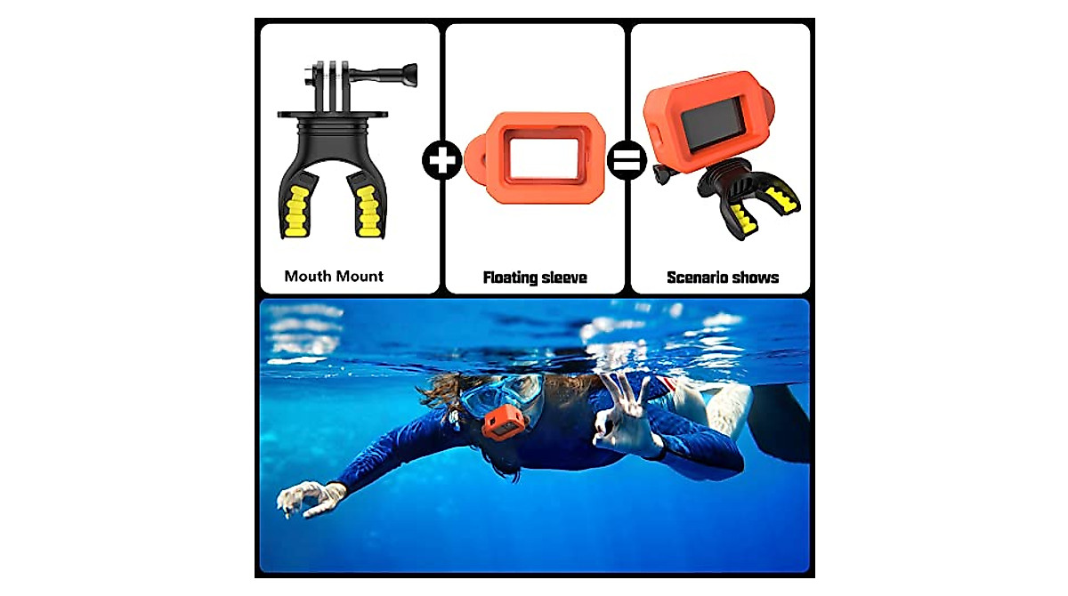 NUOBAKE GoPro Floaty Case & Mouth Mount - Perfect for Water Sports