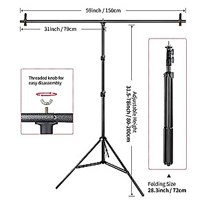 Hemmotop Green Screen Backdrop with Stand Kit 5x6.5ft for Zoom, 2-in-1 Reversible Blue Screen and Green Screen with Portable T-Shaped Background Support Stand, 5 x Backdrop Clip