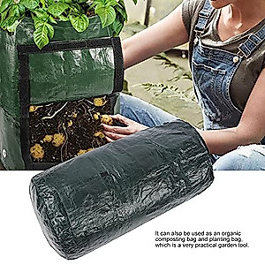Composting Bag，Reusable Leaf Lawn Bags，Collapsible Yard Waste Bags Compost Bins with Lid for Kitchen, 15 Gallon/34 Gallon Multifunction Gardening Container，Come with Gloves ( Size : 15 Gallon )