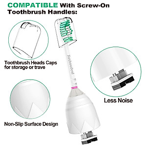 Jiuzhoudeal Replacement Toothbrush Heads for Philips Sonicare E-Series, Compatible with Sonicare Essence, Elite, Advance, CleanCare Screw-on Electric Toothbrush HX7022/66, 6 Pack