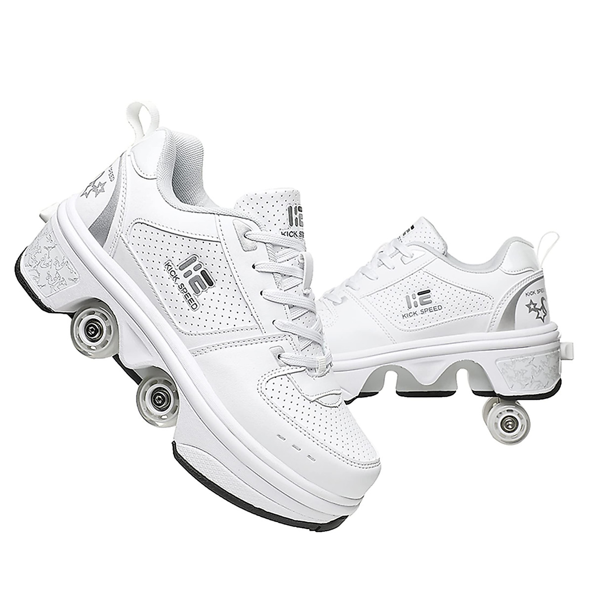 Pairobin Roller Skate Shoes - Sneakers Roller Shoes 2-in-1 Suitable for Outdoor Sports Skating Invisible Roller Skates The Best Choice for Building Confidence Style
