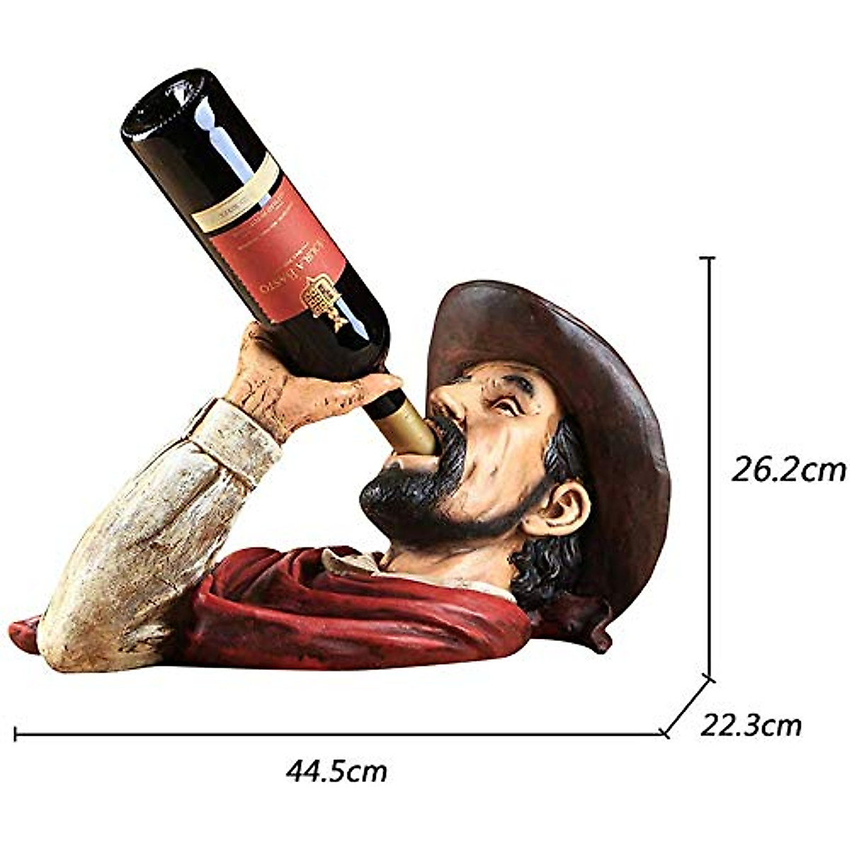 Stylish Simplicity Wine Racks Free Standing Resin Wine Bottle Holder,Home Retro Decoration Ornaments,Cowboy Statue Decoration,Suitable for Living Room,Bedroom,Bar,Restaurant (44.5 x 22.3 x 26.2 Cm) ,