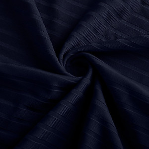 MEOILCE Long Sleeve Knit Polo Shirts Mens Slim Fit Casual Basic Button Up T-Shirt Fashion Stretch Ribbed Golf Shirts Navy