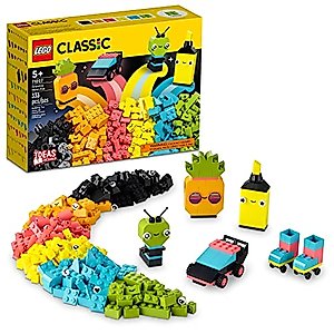 LEGO Classic Creative Neon Colors Fun Brick Box Set 11027, Building Toy to Create a Car, Pineapple, Alien, Roller Skates, and More, Hands-on Learning for Kids, Boys, Girls 5 Plus Years Old