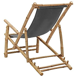 NusGear Deck Chair Bamboo and Canvas Dark Gray-7477