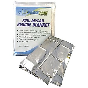 Primacare CB-6841-CS Emergency Foil Mylar Thermal Blanket, 82" Length x 54" Width (Pack of 10)