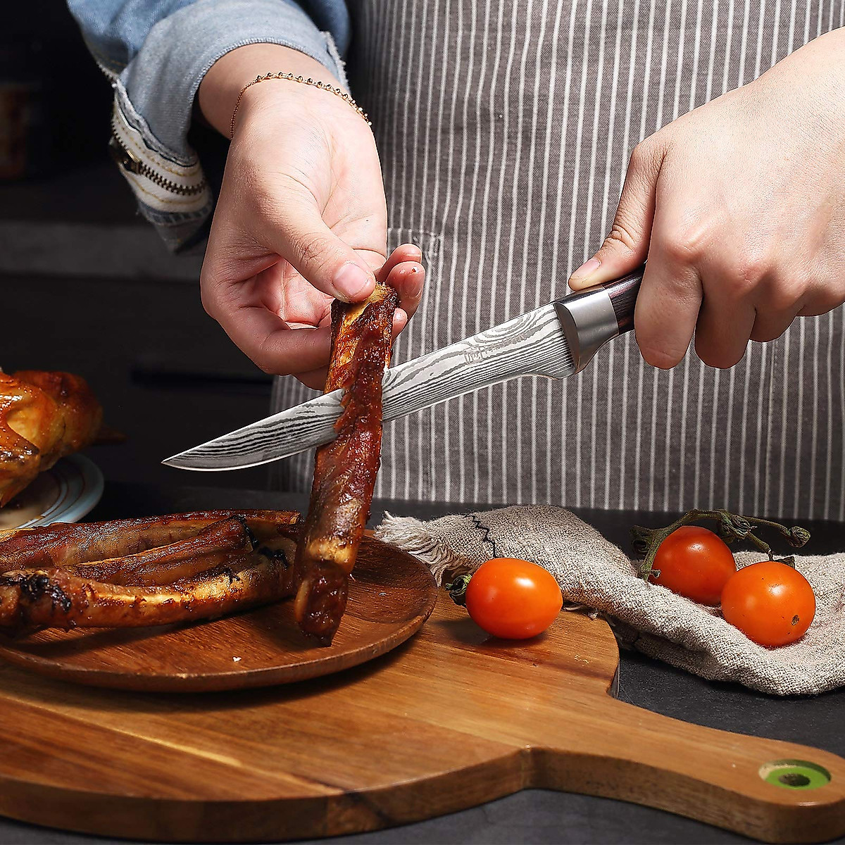 PAUDIN Boning Knife 6 Inch, Super Sharp Fillet Knife, German High Carbon Stainless Steel Deboning Knife, Professional Boning Knife for Meat Poultry Chicken, Pakkawood Handle with Gift Box