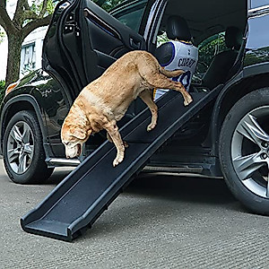 62”L Heavy Duty Portable Folding Dog Ramps for Large Dogs SUV, Truck Car Ramp Stairs Step Ladder for Pet, Non-Slip Design for Pool Boat