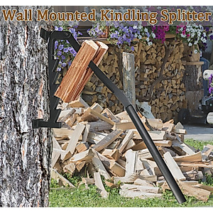 Oftest Wall Mounted Wood Splitter - Carbon Steel Wall Mounted Kindling Splitter, Firewood Kindling Splitter for Soft Wood, Manual Log Splitters with Firewood Tote Bag, Glove