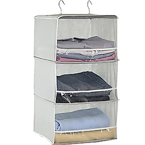 Simple Houseware 24 Section Hanging Shoe Shelves Closet Organizer + 3 Shelves Hanging Closet Organizer, Gray