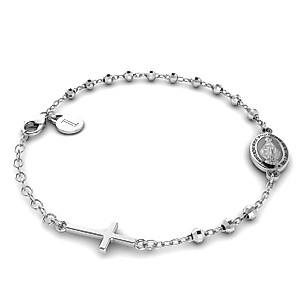 TURQ N TAUPE 925 Sterling Silver Bead Station Bracelet for Women - everyday wear gifts for her 7.5 inches - Rosary Bracelet
