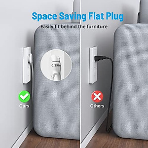 Flat Plug Power Strip - TROND 10FT Thin Flat Extension Cord Surge Protector with 3 USB-A & 1 USB-C Port, Slim Cord with 8 Widely-Spaced Outlets, 1440J, Wall Mount for Home Office Dorm Room, White