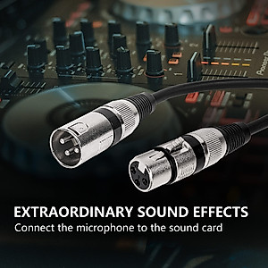 Giusuemp XLR Balanced Microphone Cables 3 Pin XLR Male to Female，10 feet，Silver Black for Powered Speakers, Audio Interface or Mixer Live Performance & Recording