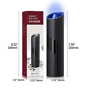 Electric Salt and Pepper Grinder Set Gravity Electric Pepper Grinder, Automatic & Electric Salt and Pepper Grinder, Pepper Mill Electric 1 Pack (Black)
