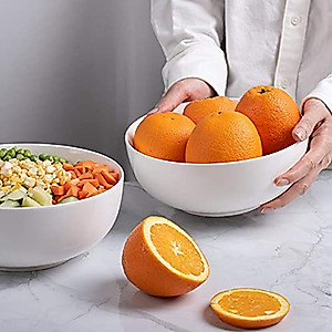 DELLING 60 Oz Large Serving Bowls Set, 8" White Soup Bowls Big Salad Bowls for Kitchen, Ceramic Mixing Bowls For Pasta, Soup, Fruit Vegetable, Ramen, Microwave & Dishwasher Safe, 3 Pack