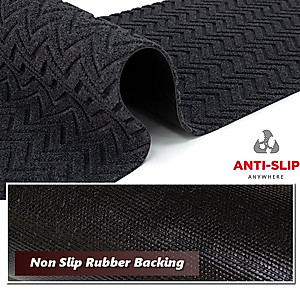 Runner Rug Carpet Runners, Indoor/Outdoor Hallway Custom Sizes Kitchen Entryway Bedroom Area Rugs with Natural Non-Slip Waterproof Rubber Backing, Garage Mat, Gray Triangle, 2' x 12'