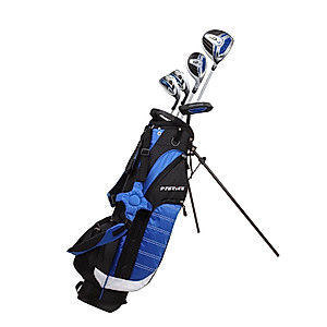 Remarkable Right Handed Junior Golf Club Set for Age 9 to 12 ( Height 4'4" to 5' ) Set Includes: Driver (15" ), Hybrid Wood (25*), #7, #9 Iron, Putter, Bonus Stand Bag & 2 Headcovers