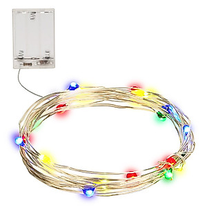NONMON LED String Lights, 2M/6.6ft 20 LEDs Micro Silver Wire Indoor Battery Operated Fairy String Lights Festive Lights - Multicolored