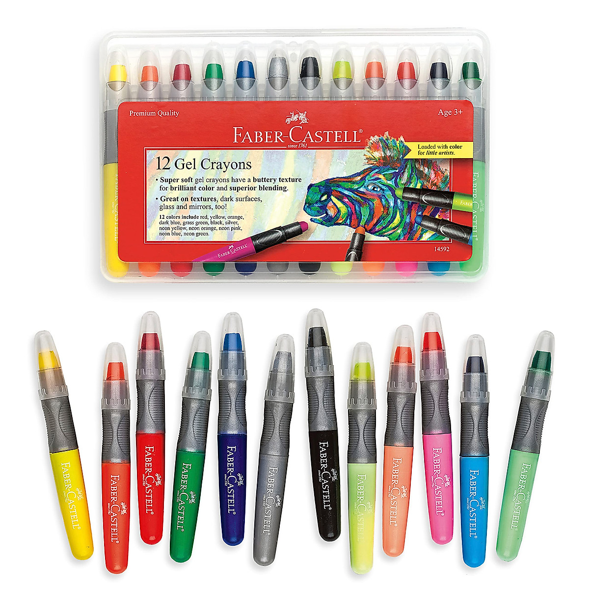 Faber-Castell Gel Crayons - 12 Vibrant Colors In Durable Storage Case