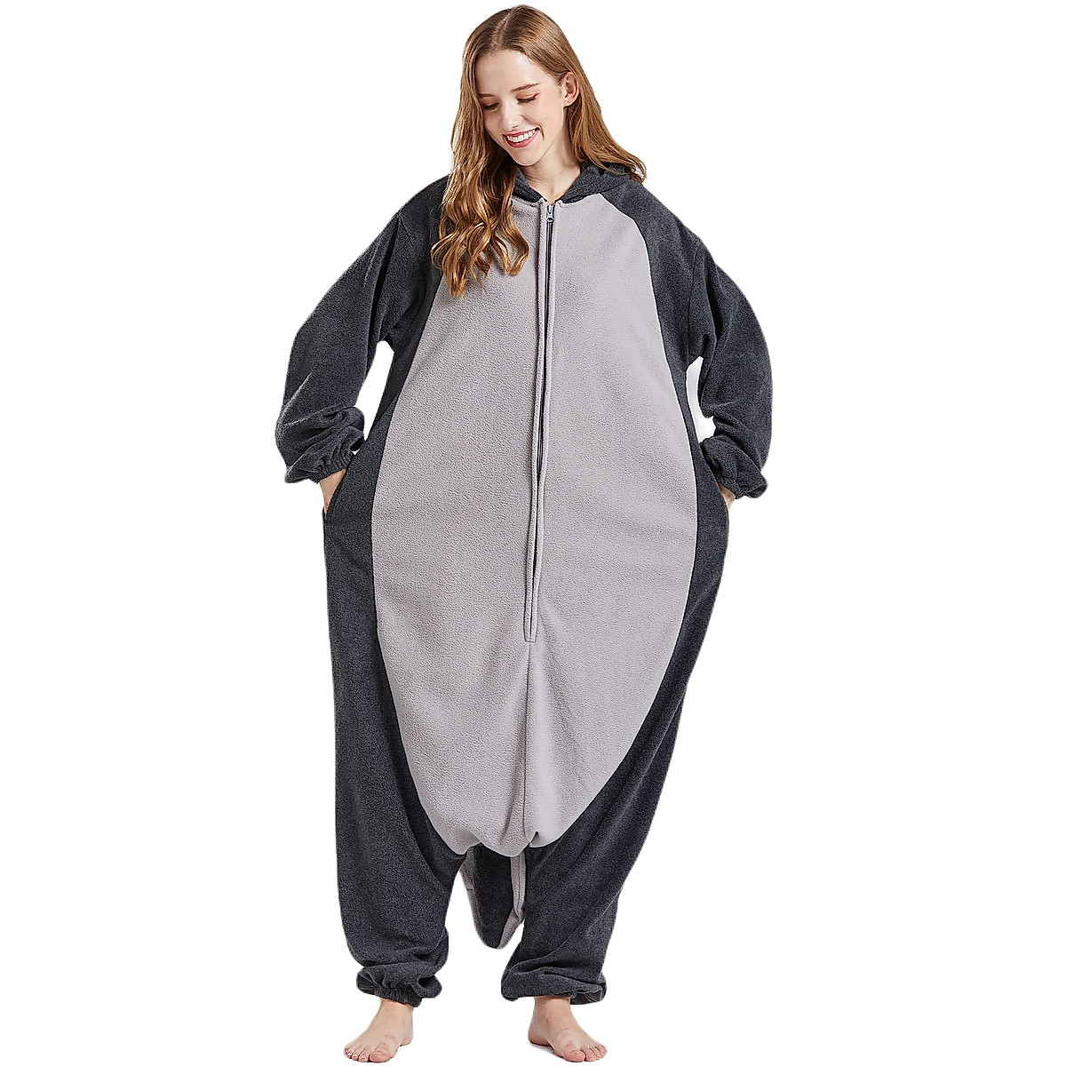 DarkCom Unisex Adult Onesie Animal Cosplay Melanoid Axolotl One Piece Christmas Pajamas Unisex Sleepwear Halloween Costume Medium