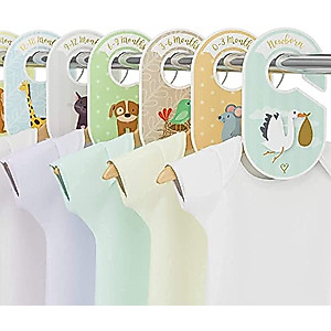 Baby Closet dividers & Baby Clothes Organizer - 18 x Baby Clothes Closet dividers - Neutral Hangers (boy & Girl) - Size & Age Baby Clothes dividers - Cozy Hedgehog