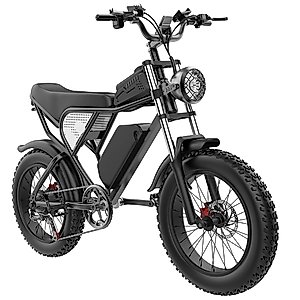 Electric Bike Adults 1000W Motor 30MPH with 48V 20AH Removable Lithium Battery 20" x 4.0 Fat Tire E Bike 40Miles with Professional Shim 7-Speed Beach Snow Mountain Electric Bicycle