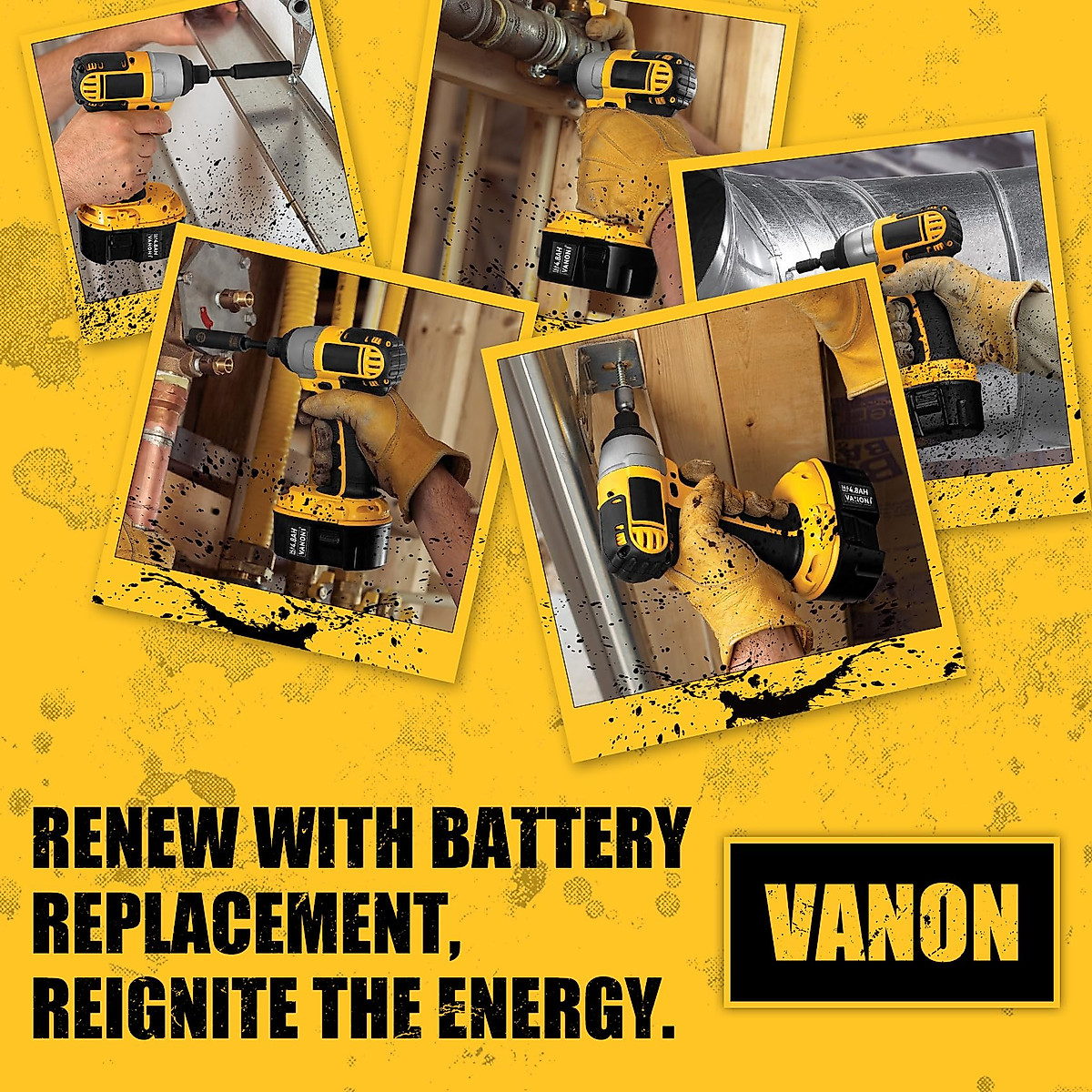 VANON 4.8Ah Replacement for Dewalt 14.4V Battery Ni-MH DC9091 DW9091 DW9094 DE9091 DE9092 DE9038,Compatible with Dewalt 14.4V Cordless Power Tools 2 Pack