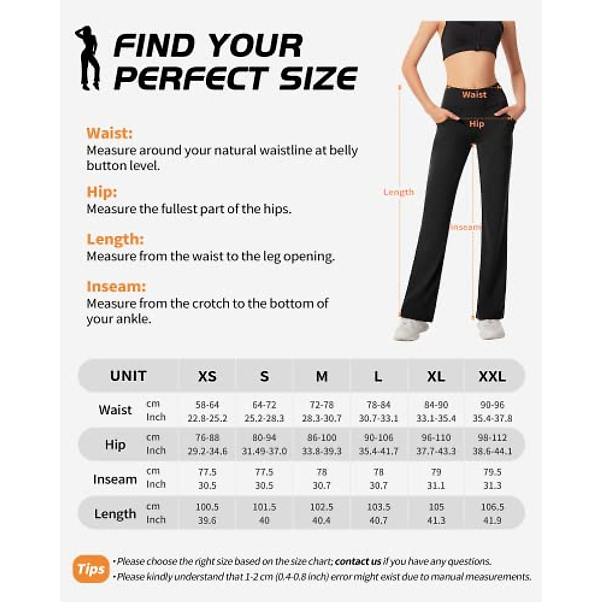 CAMBIVO Flare Yoga Pants for Women High Waist, Bootcut Workout Stretch Leggings with Pockets & Tummy Control, Non-See-Through Black