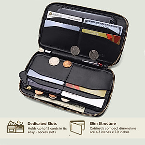 ALLONSI Womens Leather Wallet Purse|Slim Wallet for Women|RFID Block|Black Wallet Women