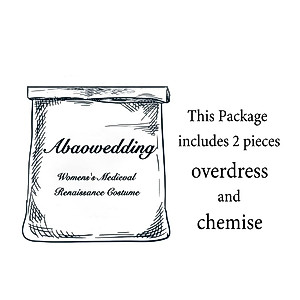 Abaowedding Womens's Medieval Renaissance Costume Cosplay Chemise and Over Dress (L/XL, Green)