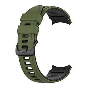 VeveXiao Sports Strap Compatible with Samsung Galaxy Watch 4 Classic 42mm/46mm band, No Gaps Soft Silicone Replacement Straps for Galaxy Watch 4 40mm/44mm WristBand (Army Green Black)