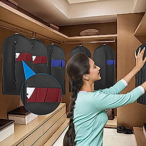 40‘’Garment Bags【3 Pack】Suit Bag for Storage Hanging Clothes Suitable for Storage of Dresses Suits Overcoats Garment Can Provide Neatness and Space-Saving for Your Wardrobe (Black, 40 × 24 Inch)