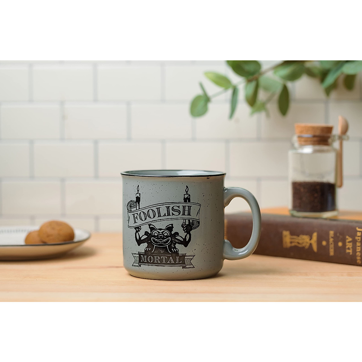 Silver Buffalo Disney Haunted Mansion Foolish Mortal Ceramic Camper Mug, 20 Ounces, 1 Count (Pack of 1)