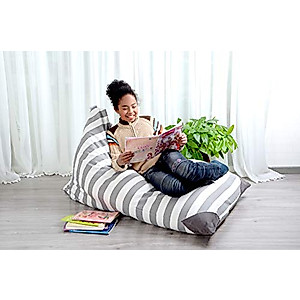 XL Stuffed Animal Storage Bean Bag Chair by mylola | Premium Quality Cotton Canvas Cover | Kids Soft Toy Organizer fits 200L | Makes Comfy Lounger