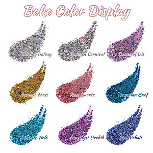 Boko 1.76oz Body Glitter Gel, Holographic Purple Liquid Chunky Glitter Lotion Mermaid Sequins for Face Hair and Body Makeup, Festival Clothing, Rave Accessories and Costume - Amethyst Orchid