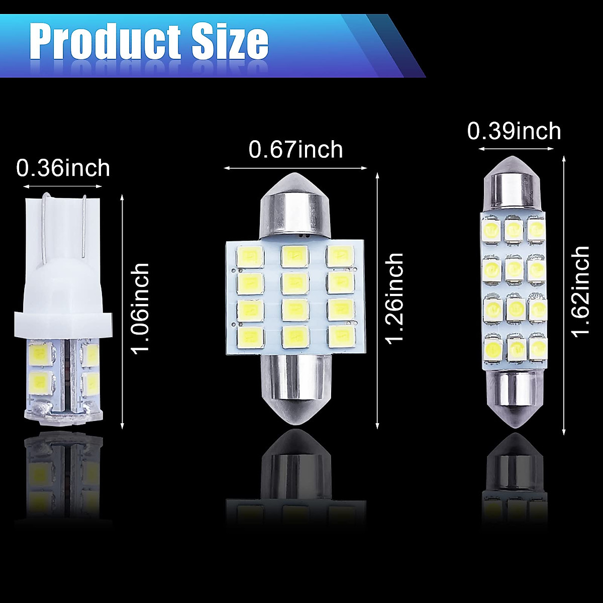 YOGEIER Car Led Bulb, Led Combination Set of 24 Sets, Used for Car Interior/Indoor Map Dome/ Trunk / License Lights, Etc. (White)