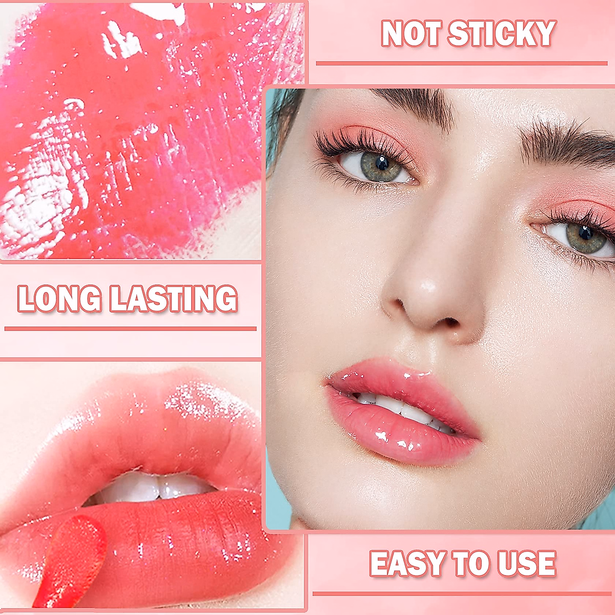 IONSGAKO Hydrating Lip Glow Oil Plumping Lip Oil Gloss Moisturizing Transparent Lip Balm Non-Sticky Long Lasting Hydrating Lip Oil Lip Stain Tinted - 012 Rose Bean Paste Pink