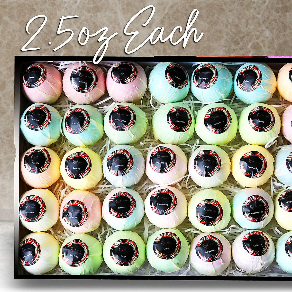 Bath Bomb Gift Set - by Joanne Arden Organic Bath Bombs for Women, Men & Kids. Bulk Bath Bomb Kit Includes 40 Paraben Free & Sulfate Free 2.5 oz Spa Bath Balls