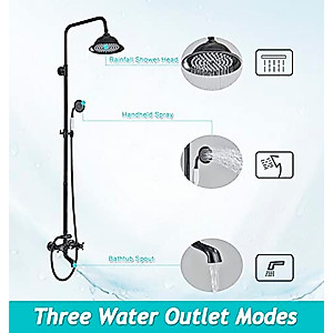 Gmusre Oil Rubbed Bronze Bathroom Shower Faucet Set Outdoor Shower Fixture 8 Inch Rainfall Shower Head Handheld Spray Tub Spout Wall Mounted Mixer Shower System with 12 Inch Extension Tube