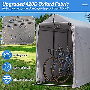 Raysfung 6 x 3Ft Outdoor Storage Shed Heavy Duty Portable Storage Shelter with Roll-up Zipper Door for Bike