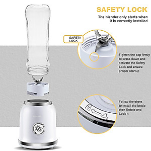 Personal Blender for Smoothies & Shakes - Portable Mini Smoothie Blender with BPA-Free 2 Travel Bottles 20 oz with Lids, 2 Speed Manual Control, 6 Stainless Steel Blades - 300 Watts