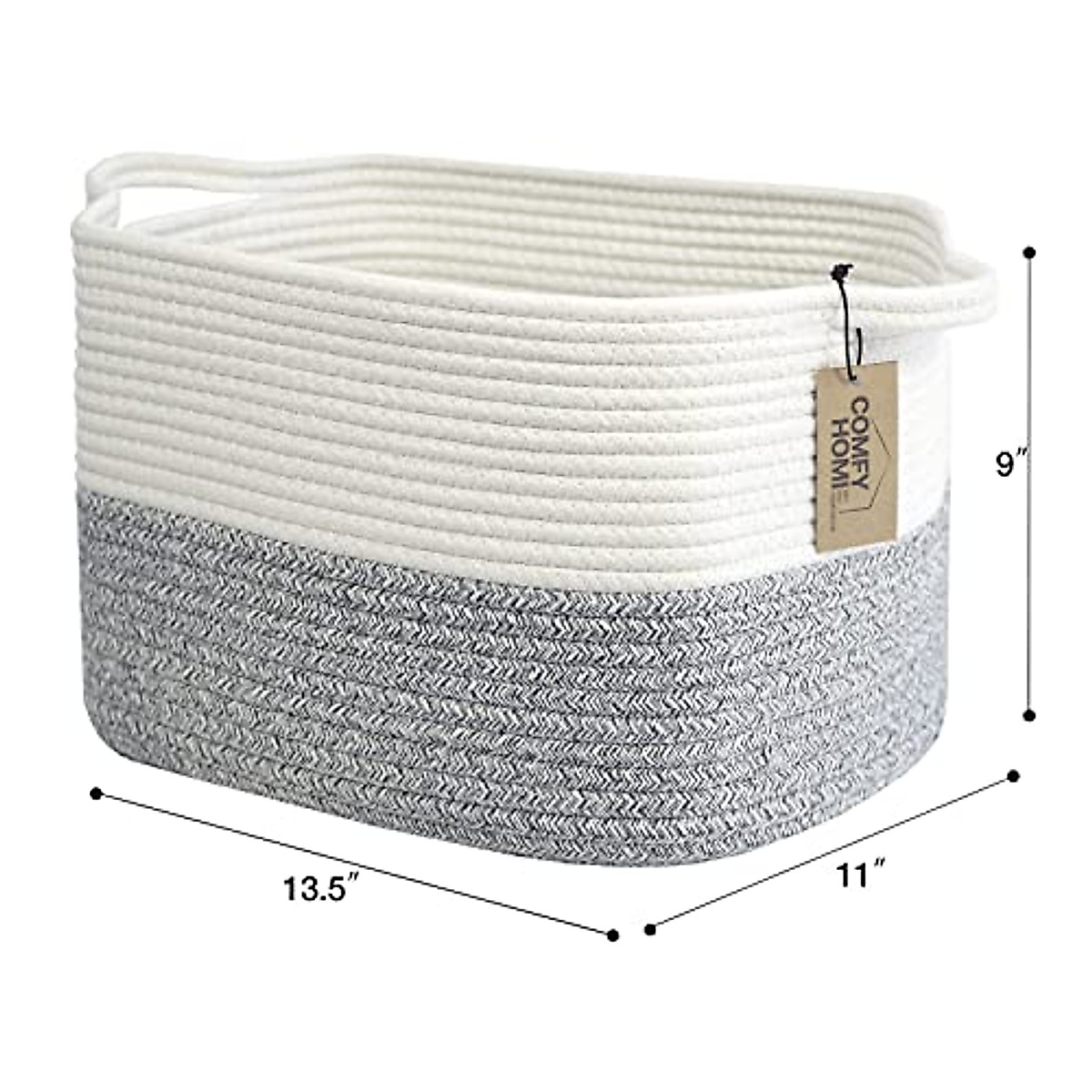 Blanket Baskets 18''x16''Cotton Rope Laundry Hamper Baby Nursery Storage Organizer Bundle with 13.5"x11"x 9.5"square woven Rope Basket for Shelves Toys, Nursey Cube Bin, Decorative Storage Organizer