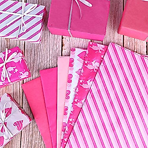 Kavoc 60 Sheets Huge Size Valentines Day Tissue Bulk, 20 x 30 inch Hot Pink Rose Red Love Heart Cupid Tissue Paper for Gift Wrapping, Gift Bags, Valentine's Day, Mother Plot, Birthday Party