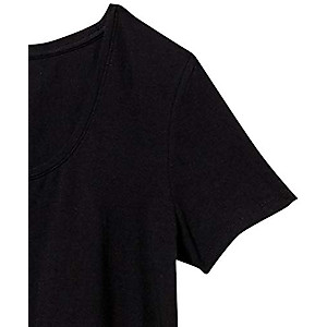 Amazon Essentials Women's Classic-Fit Short-Sleeve Scoop Neck T-Shirt (Available in Plus Size), Pack of 2, Black/White, Large