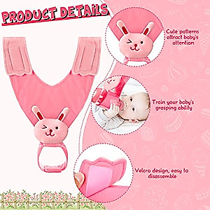 2 Pcs Adjustable Baby Bottle Holder Car Seat Bottle Spare Baby Bottle Feeding Sling Bottle Drink Holder Bracket Strap Tight Loop and Hook Tape for Hanging (Grey, Pink, Lovely Style)